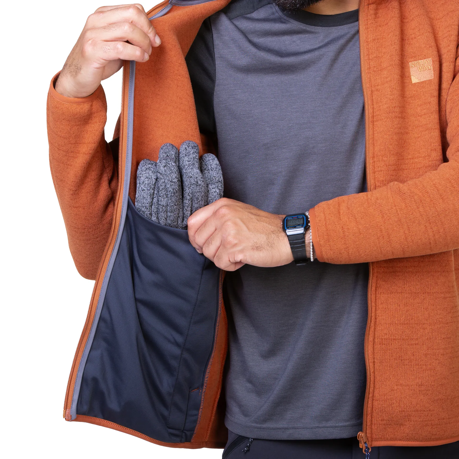 Sprayway Men's Rowarth Jacket Fleece in Roasted Ginger